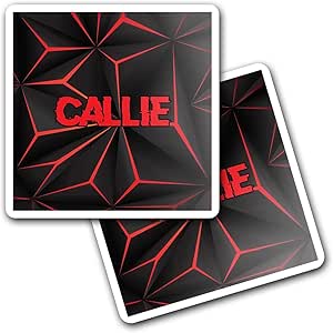 2 x 10cm Vinyl Square Stickers Set - Name Callie Gamer Black Red Video ...