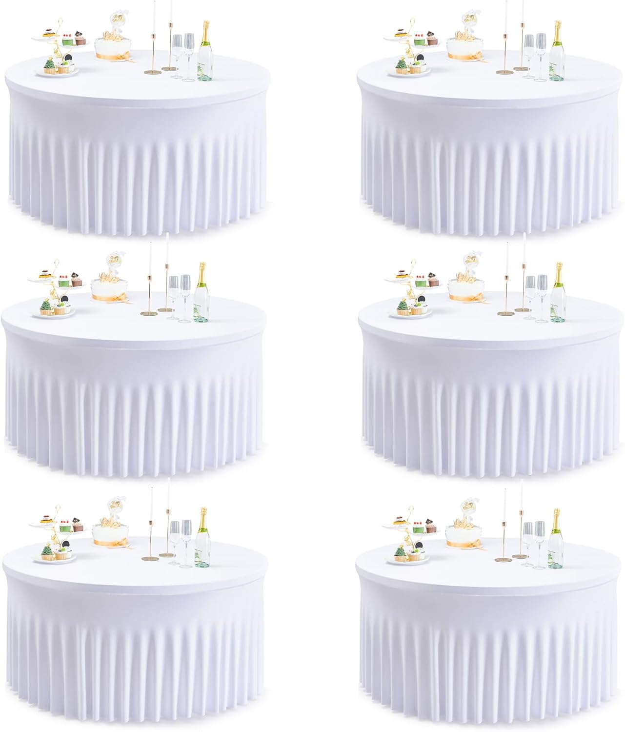 Amazon.com: gogoparti 6 Pack Pure White Spandex Round Tablecloths 120 ...