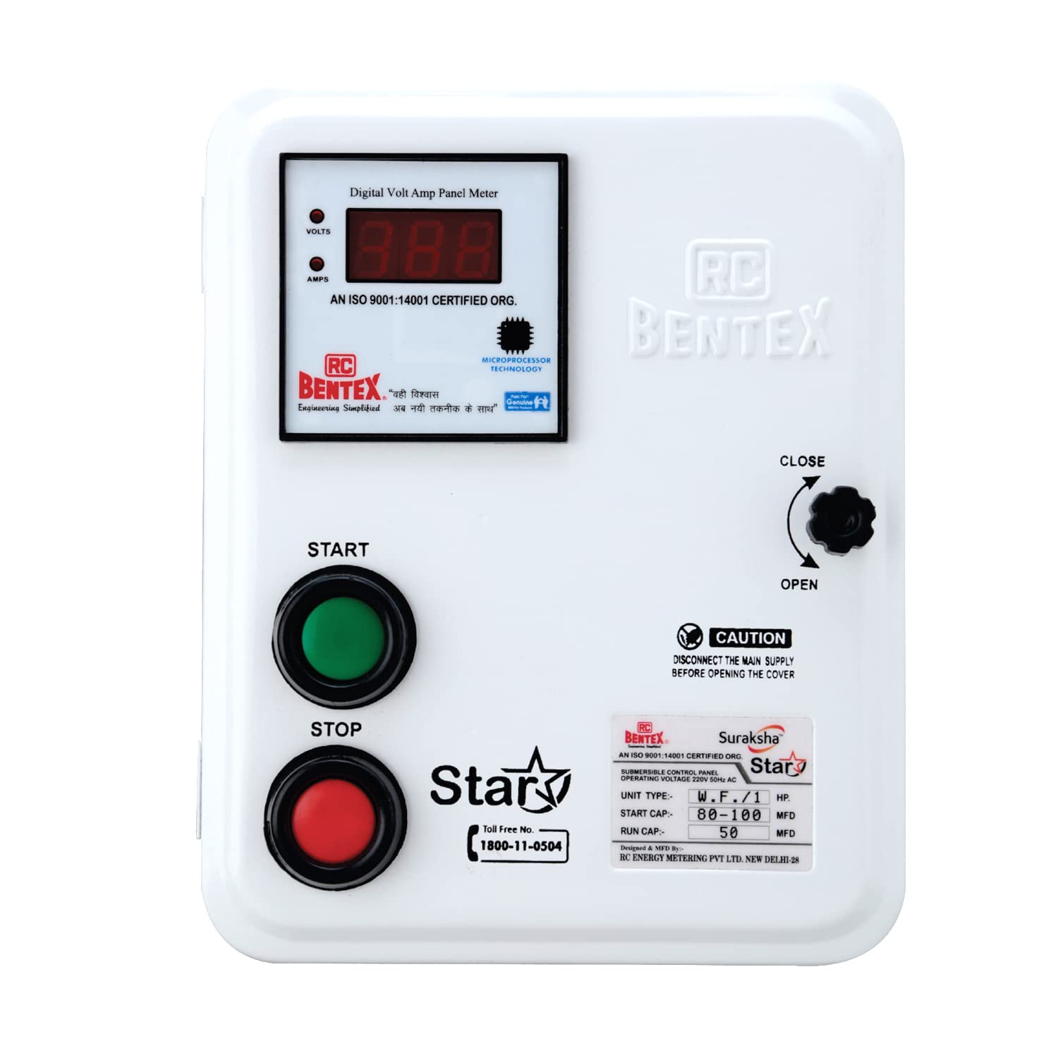 RC BENTEX Suraksha Star Submersible Control Panel 1 HP 6-10 A, 103S000011, Motor Starter ...