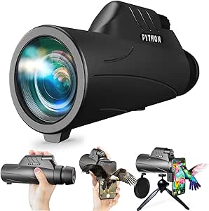 Amazon | Python 10x42mm Explorer 単眼望遠鏡 スマートフォンアダプター&三脚付き ハイパワー単眼望遠鏡 ...