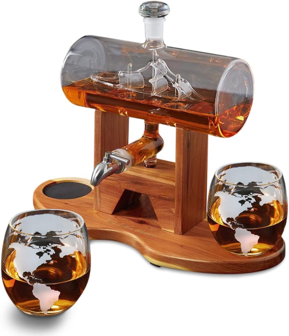 Amazon.com | Ship in a Bottle Whiskey Decanter Set – Elegant 40.5 oz ...