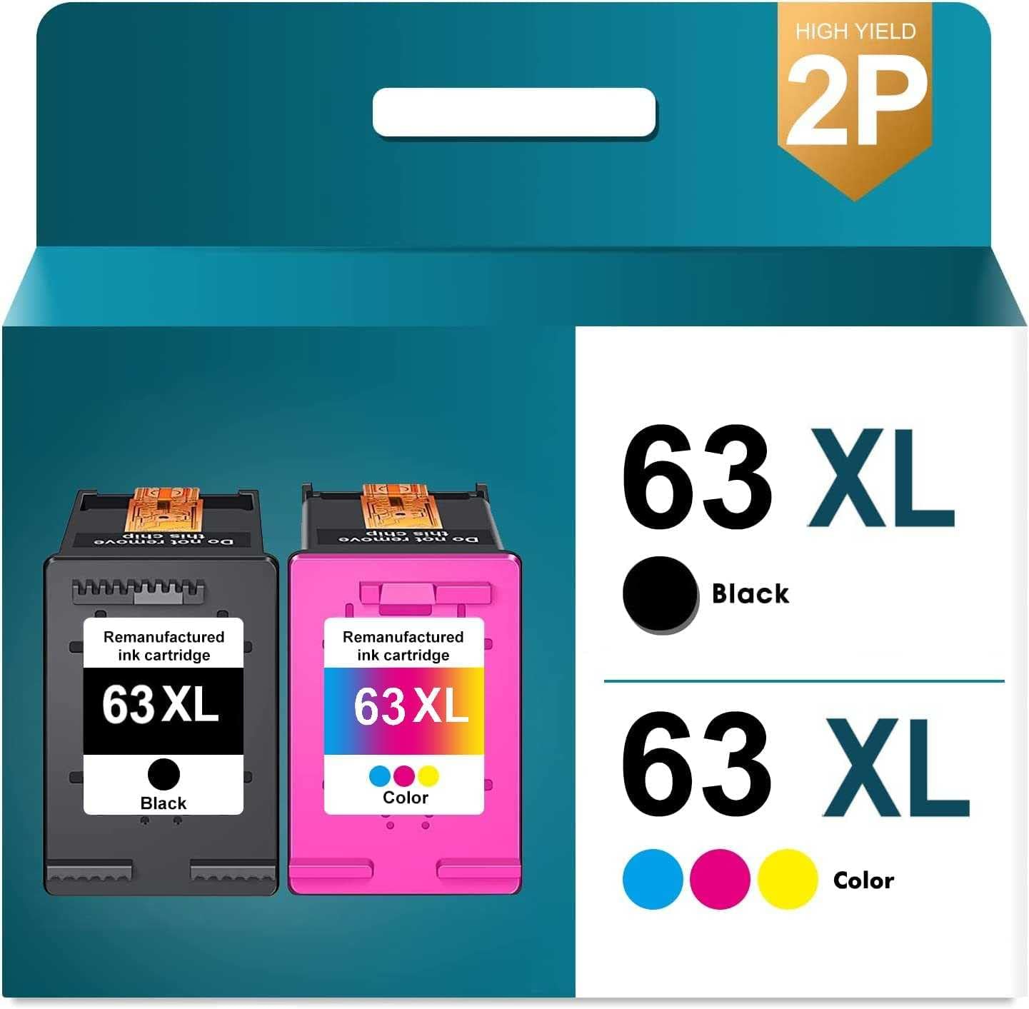 Amazon.com: 63XL 63 XL Ink Cartridge Combo Pack Compatible for HP 63 XL ...
