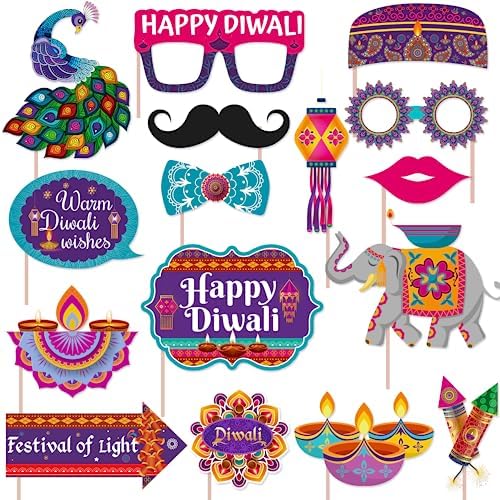 Amazon.com: Diwali Decorations Photo Booth Props - Happy Diwali Photo ...