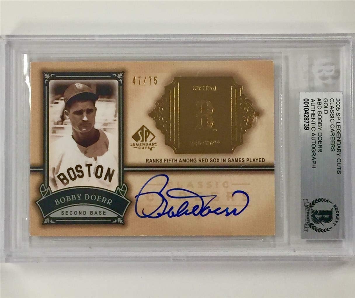 BOBBY DOERR signed 2005 SP Legendary Cuts RED SOX autograph card /75 ...