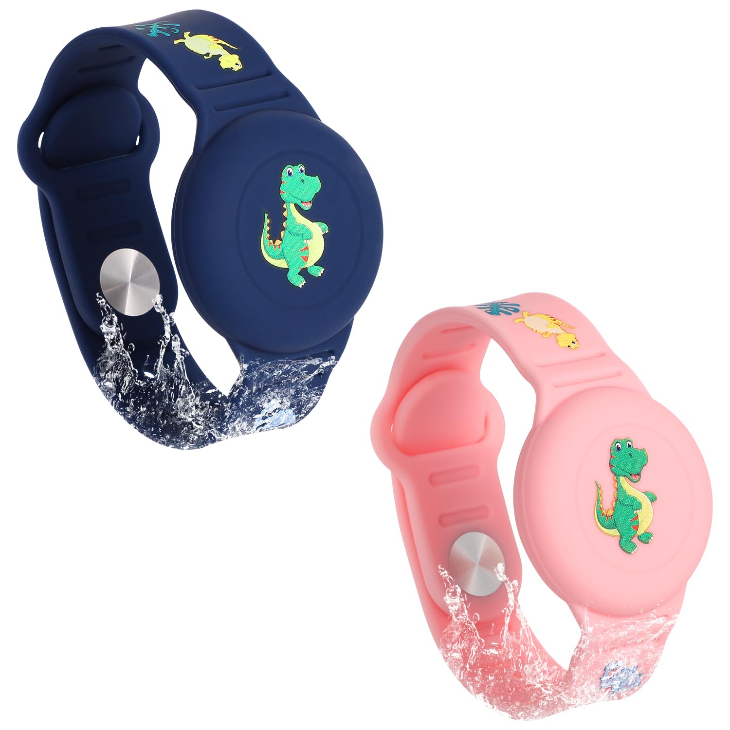 2pcs Kids Wristband Waterproof for AirTag, Dinosaur Cartoon Pattern ...