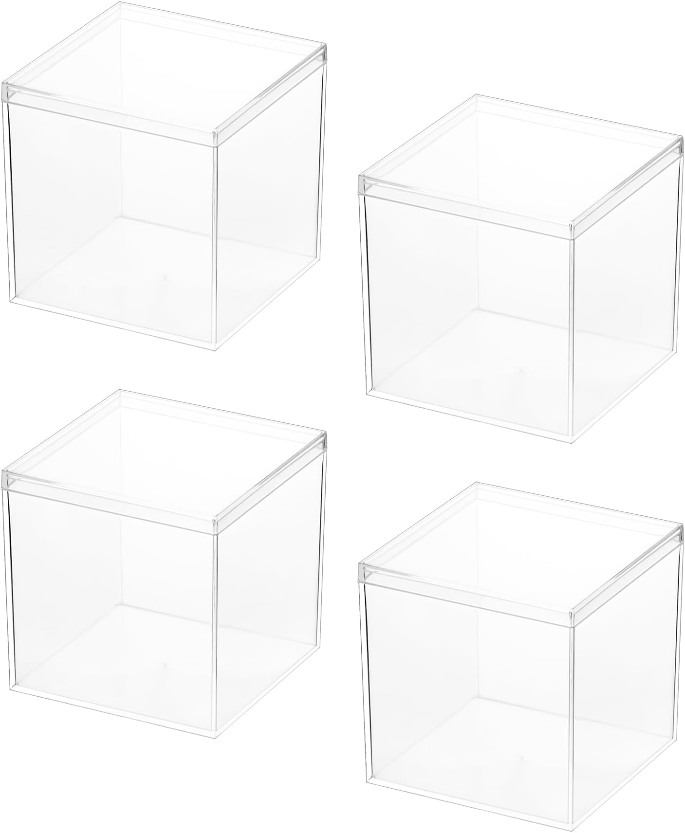 QWORK® 4 Pcs Acrylic Display Box, Storage Cubes, 10 X 10 X 10 cm, Clear ...