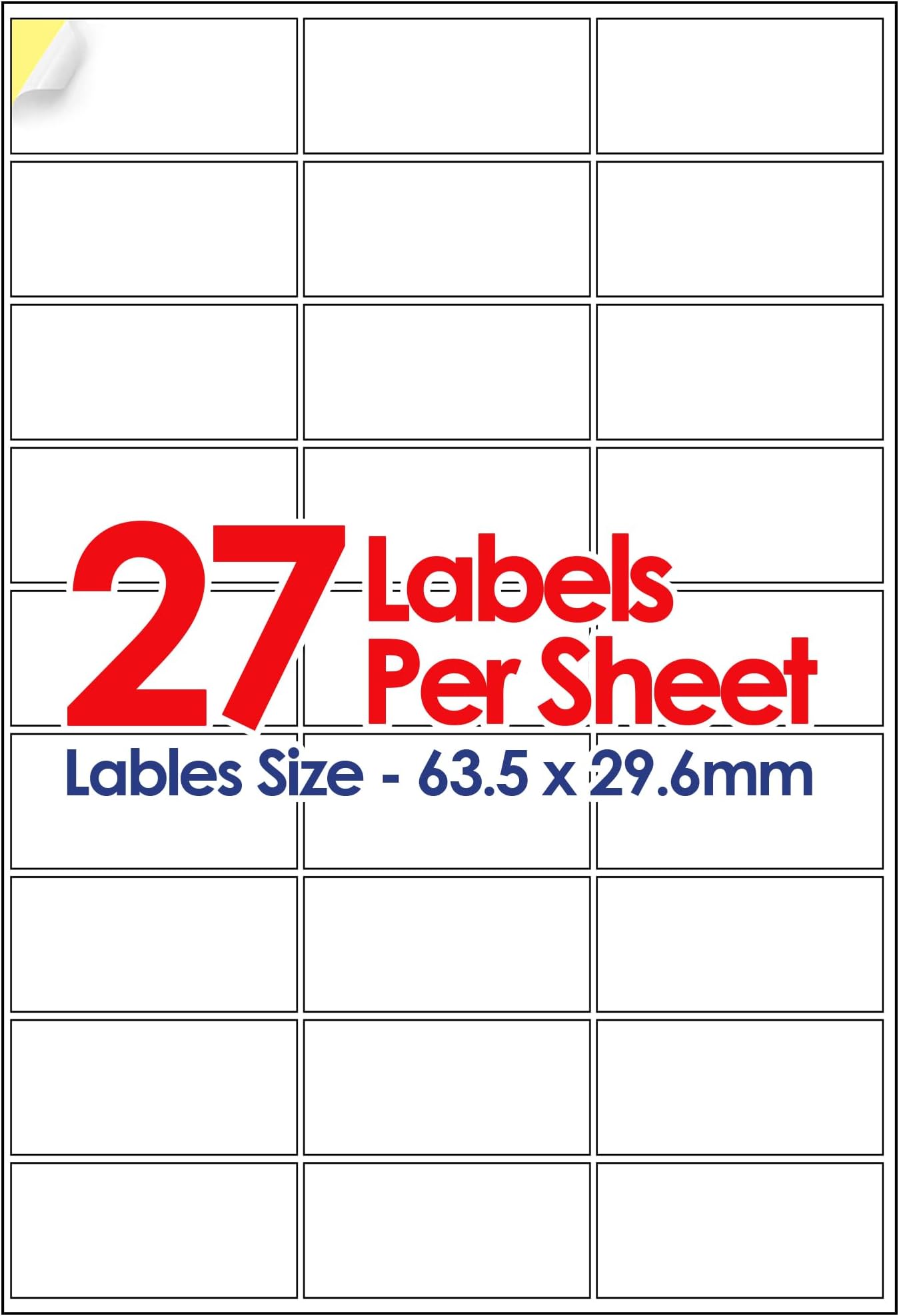 SmithPackaging A4 Self Adhesive Address Labels, 27 Labels Per Sheet ...