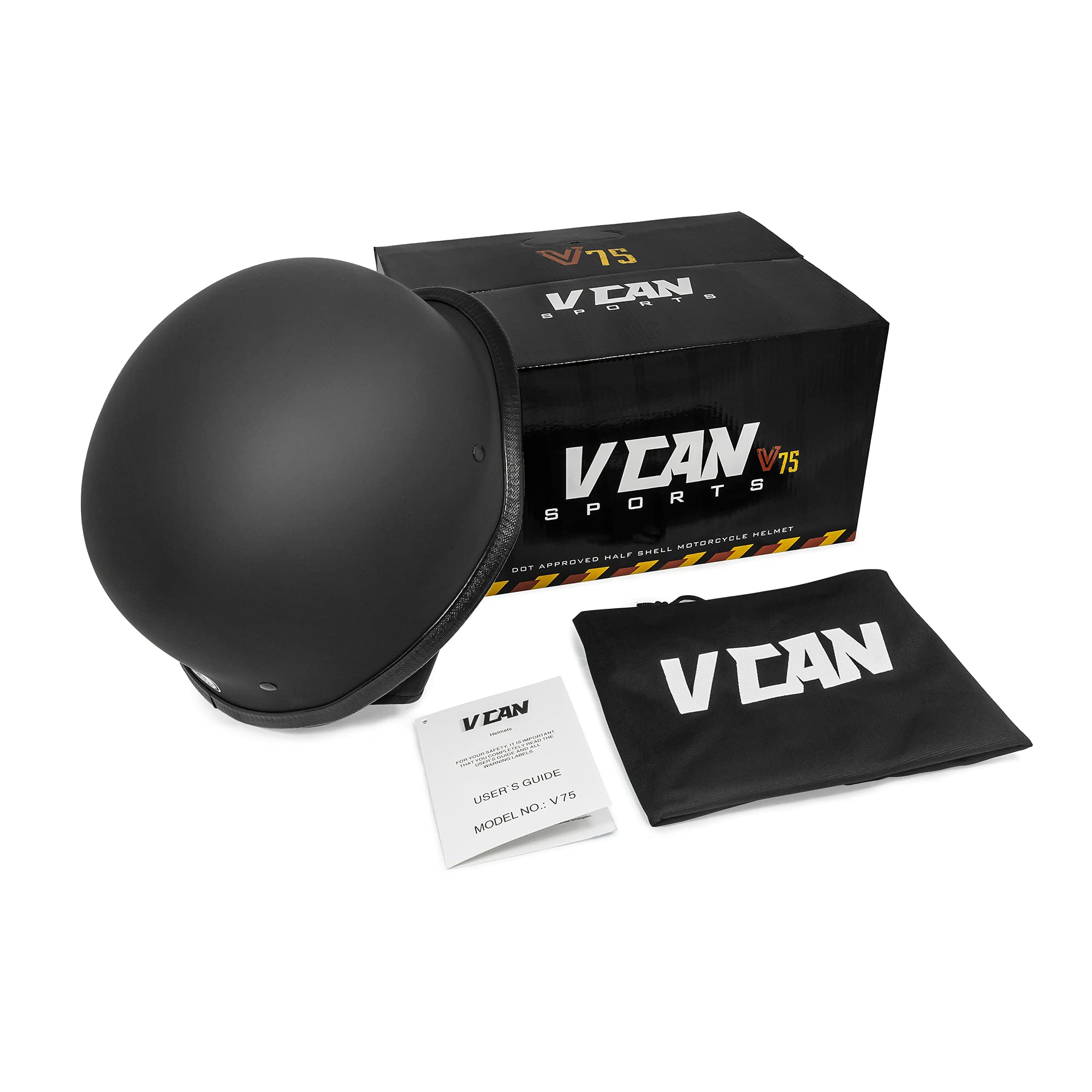VCAN German Style Motorcycle Half Helmet Open Face Cruiser Chopper ...