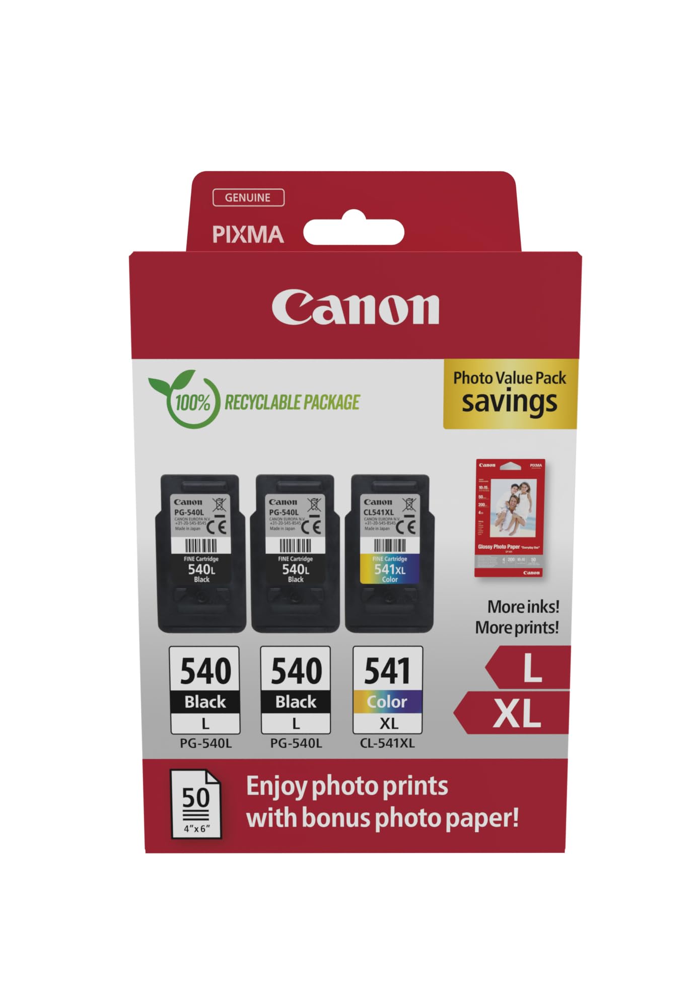 Canon PG-540L x 2 / CL-541XL High Yield Genuine Ink Cartridges, Pack of ...