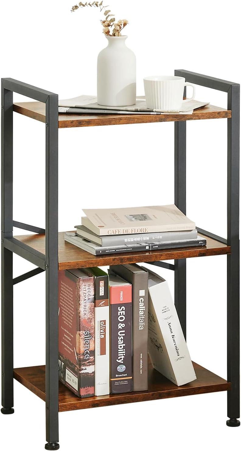 Amazon.com: OIRBOEUS 3 Tier Bookshelf Industrial Bookcase Small Book ...