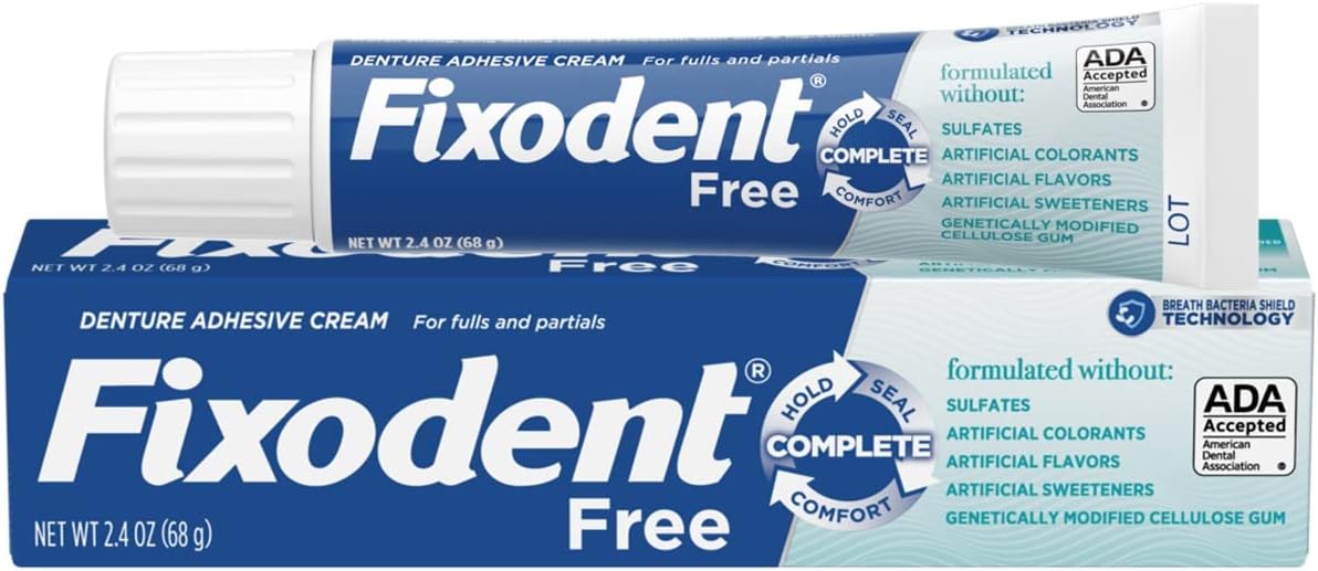 Amazon.com: Fixodent Complete Free Denture Adhesive Cream 2.4 Oz ...