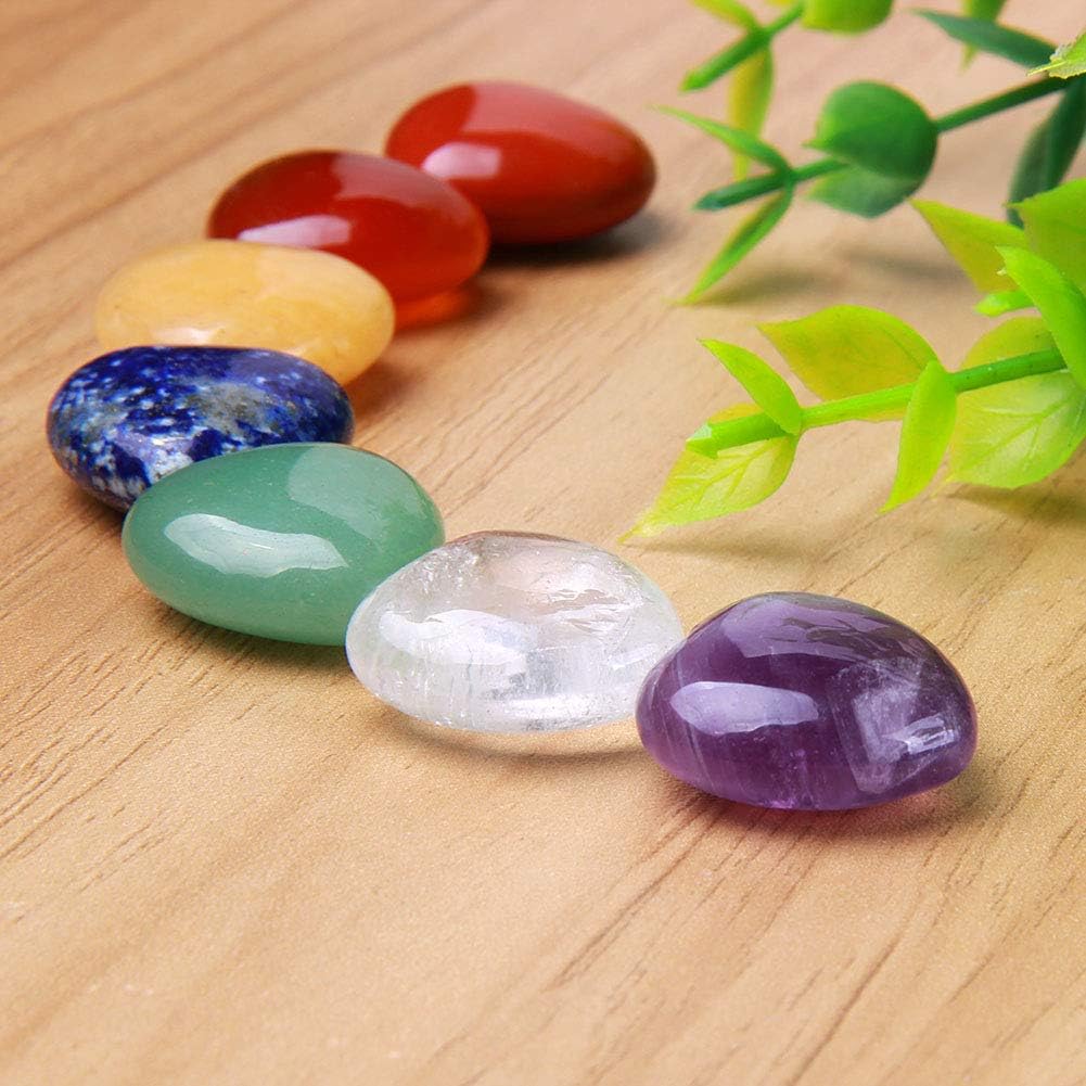 Juego de 7 piedras de chakra, piedras en forma de corazón de cristal ...