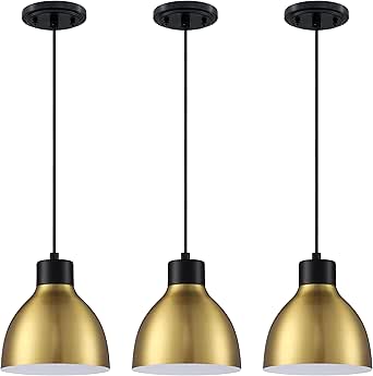 Dolaimy House 3 Pack 1 Light Industrial Hanging Gold Indoor Mini ...