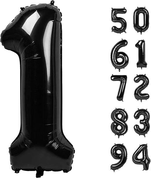 Amazon.com: 1 Number Balloon for First Birthday, 40 Inch Black One 1st ...