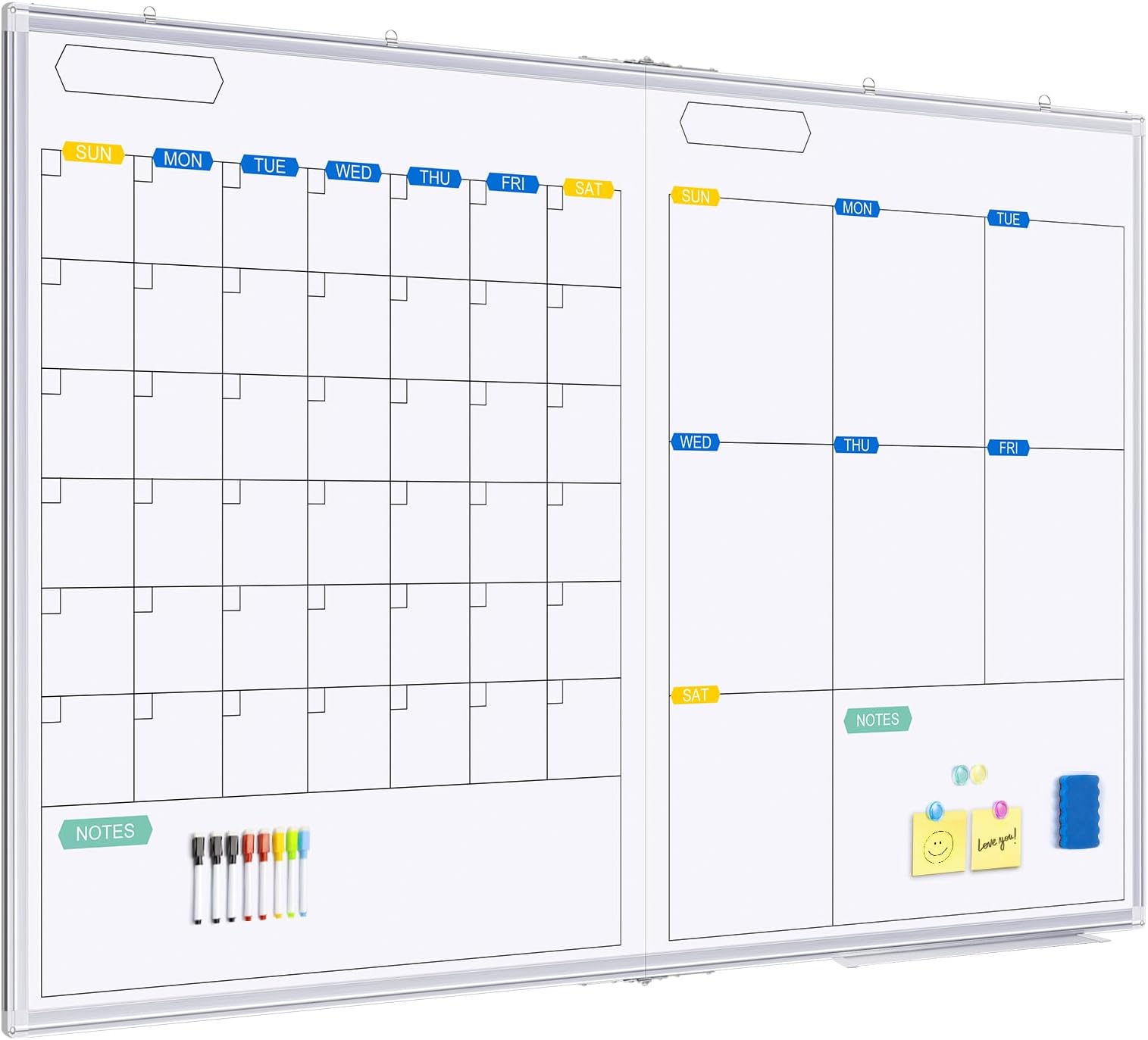 Amazon.com : Dry Erase Calendar Whiteboard for Wall, 48" x 36" Monthly ...