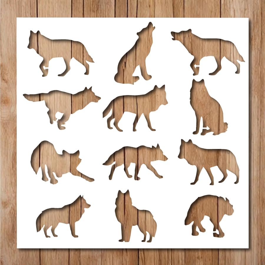 Amazon.com : Wolf Stencil | Reusable Wolves Wildlife Forrest Jungle ...