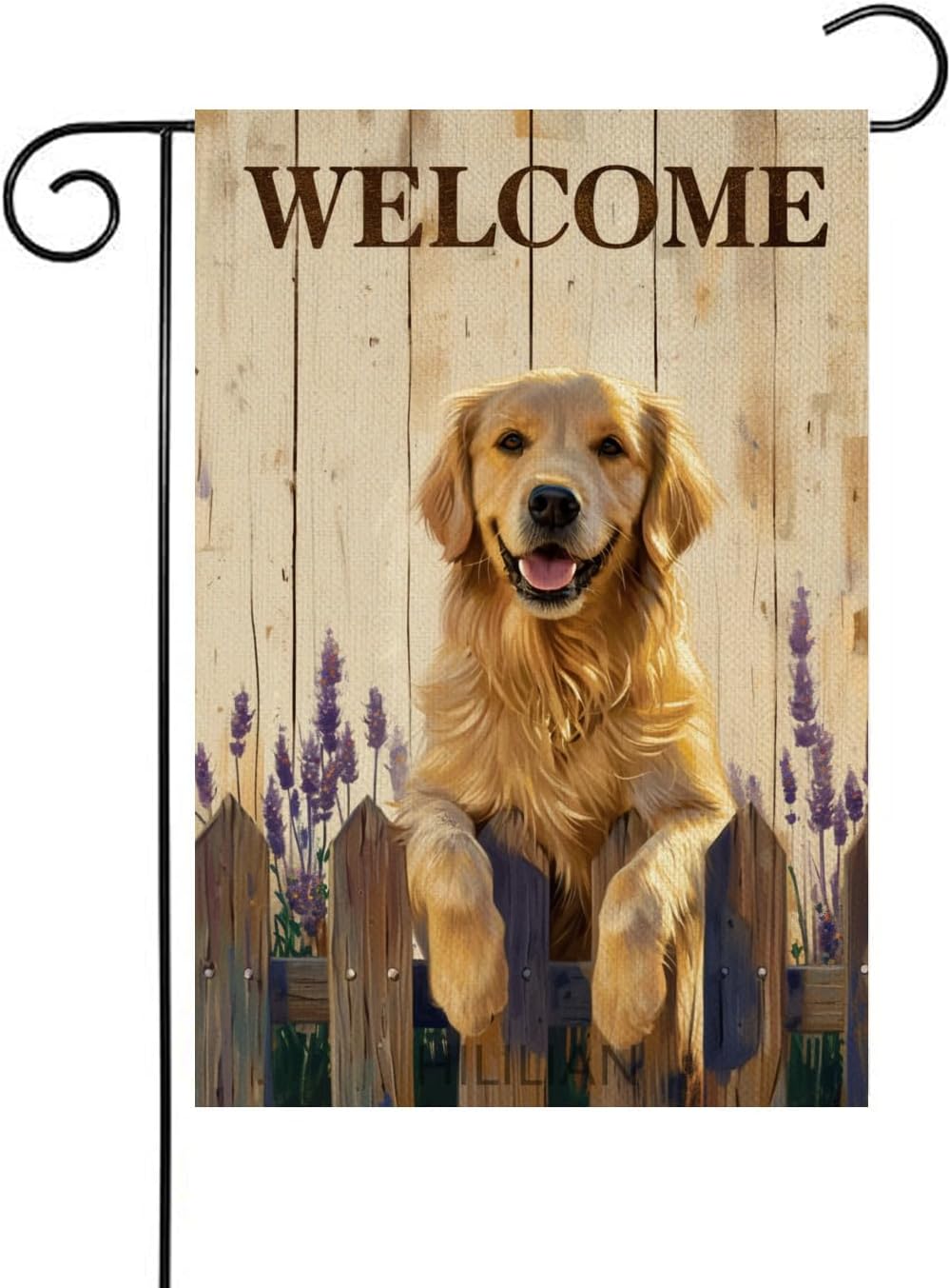 Amazon.com : HILILIAN Golden Retriever Welcome Spring Garden Flag 12x18 ...