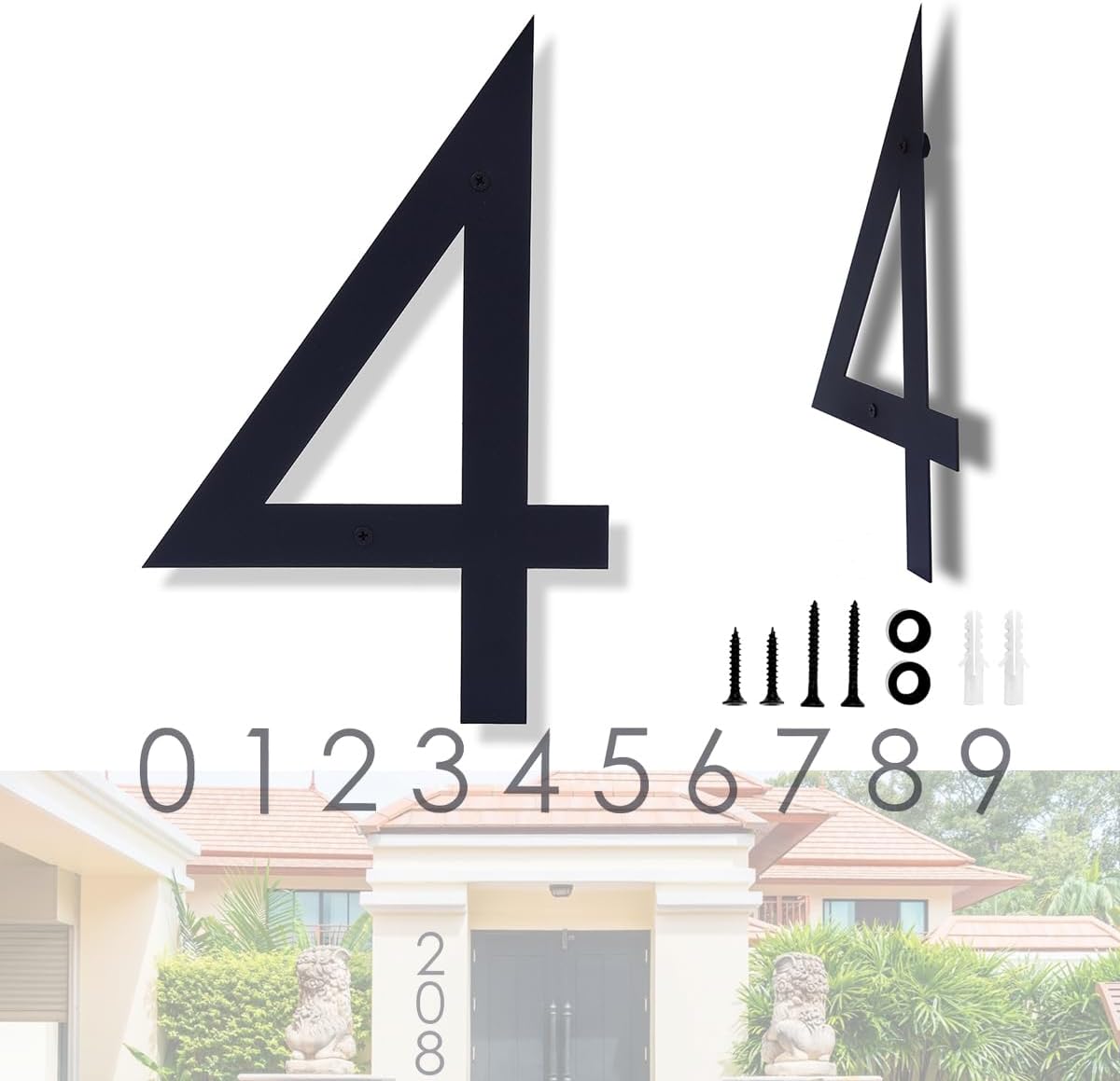 Amazon.com: 16 Inch Modern House Numbers for Outside,Large Black Metal ...