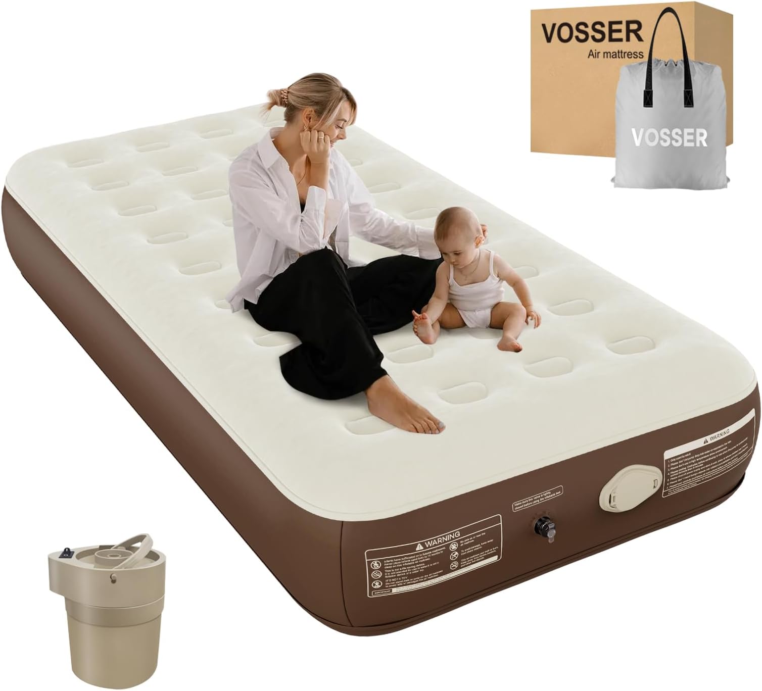 Amazon.com: VOSSER Twin Air Mattress with Built in Pump,10''in High ...