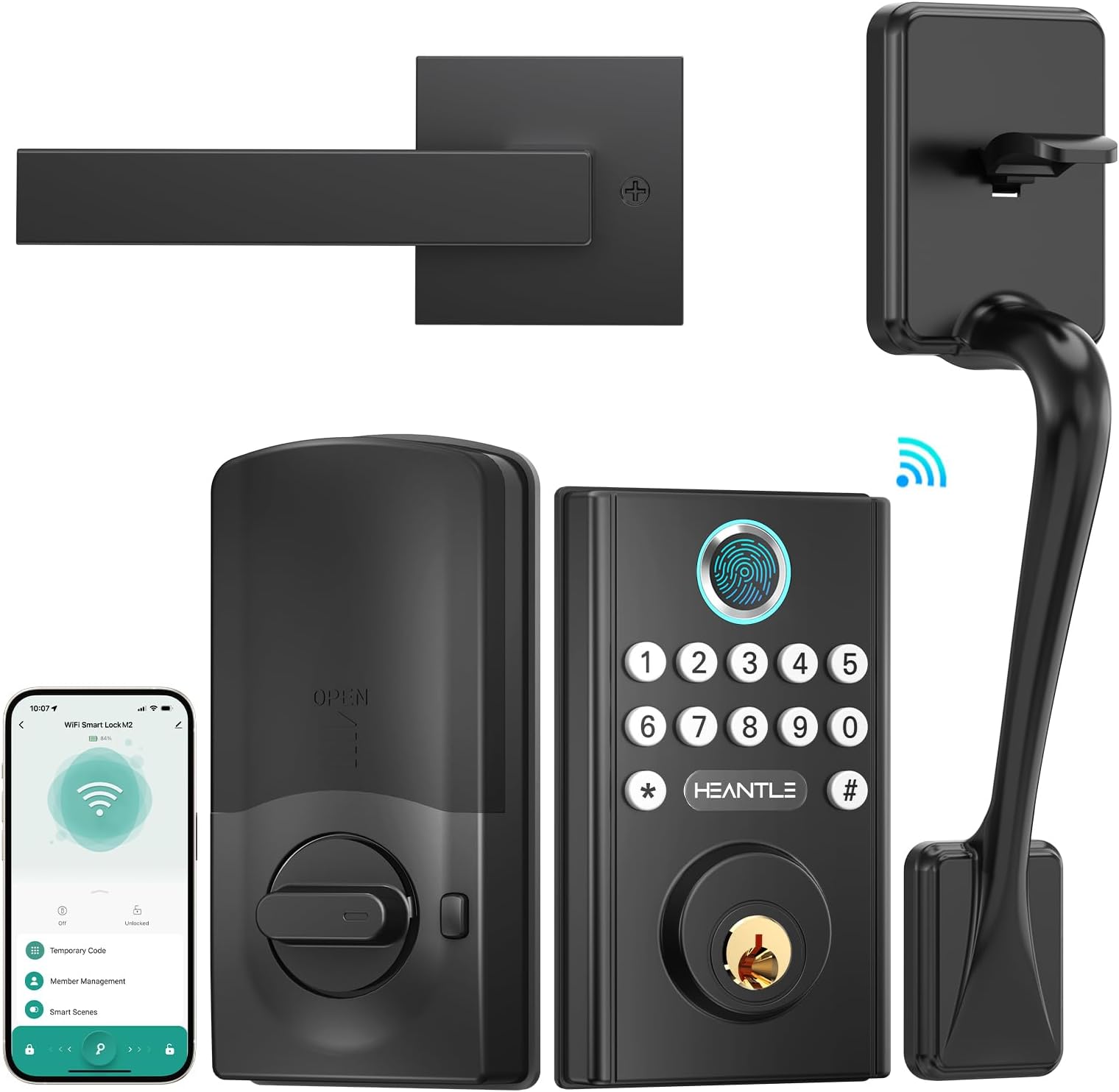 WiFi Smart Lock Front Door - HEANTLE Keyless Entry Door Lock ...