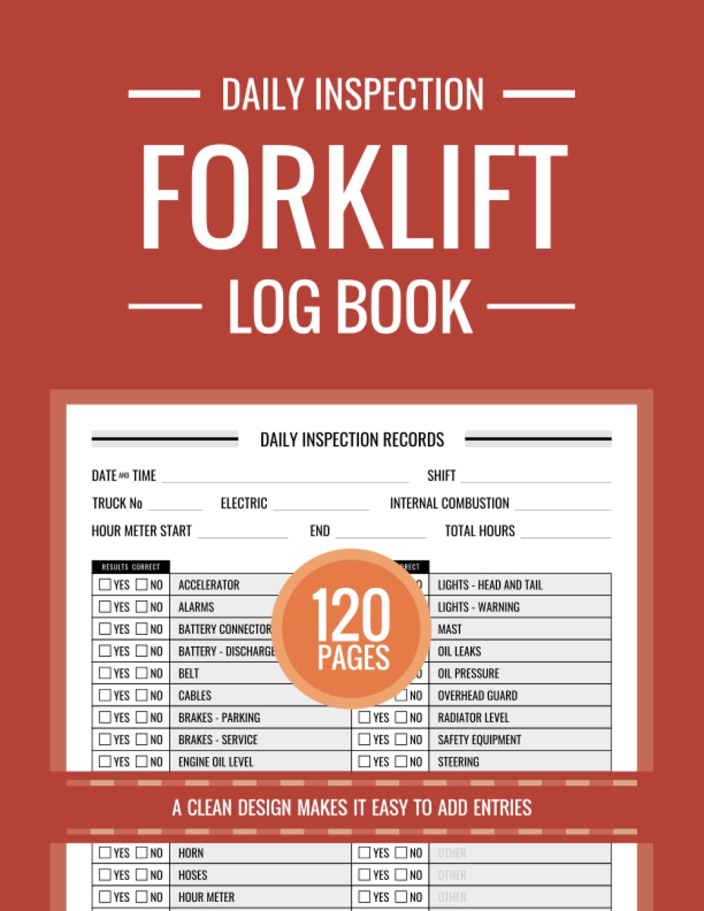 Amazon.com: Forklift Log Book, Forklift Log Book wit Daily Inspection ...