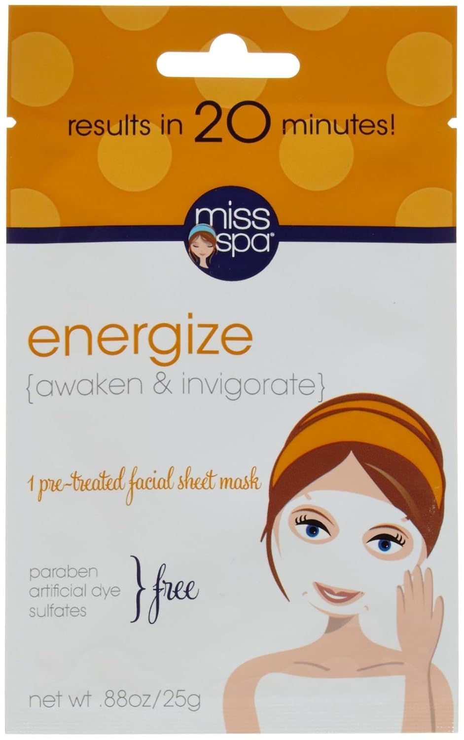 Amazon.com : Miss Spa Energize Facial Sheet Mask, 0.88 Ounce : Beauty ...