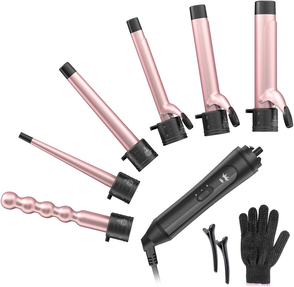 Amazon.com: 6-in-1 Curling Iron, Professional Instant Heat Up Hair ...