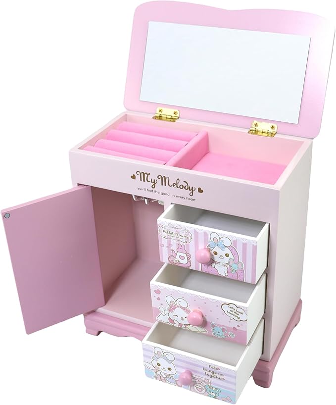Amazon.com: JIUYUAEZ Children jewelry box for girls Pink Cute bunny ...