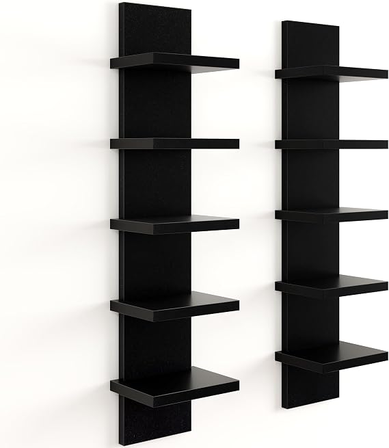 Amazon.com: Fun Memories 5 Tier Wall Shelf Unit, Black Floating Shelves ...
