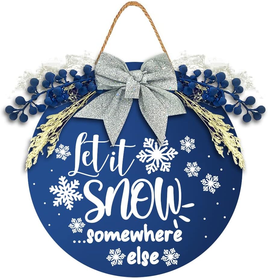 Amazon.com: Merry Christmas Sign for Front Door, Snowflake Blue ...