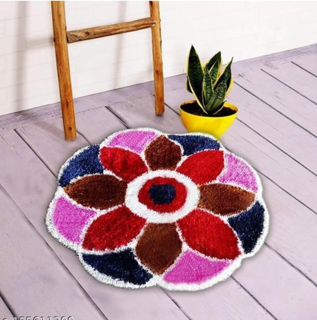 Croox Fancy Yarn/Canvas Rangoli Round Doormat, Bathmat, Floor Mat | for ...