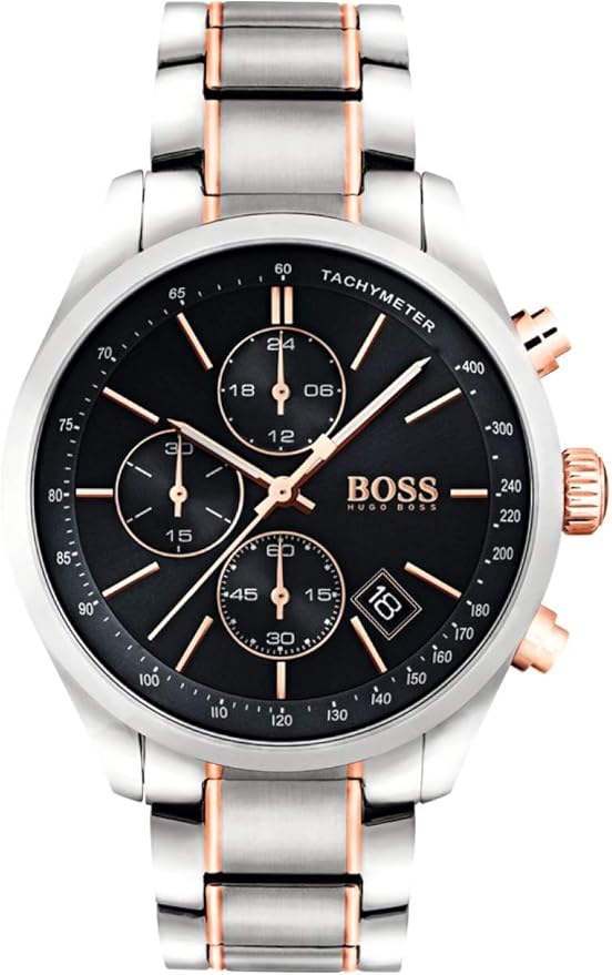hugo boss Men 's 43 mm de dos tonos pulsera de acero caja de acero ...