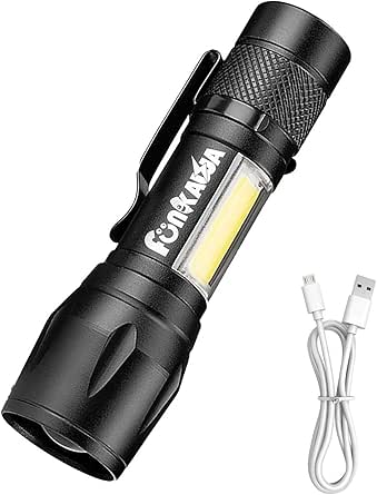 funkawa Mini Small LED Flashlights,USB Rechargeable Flashlights ...