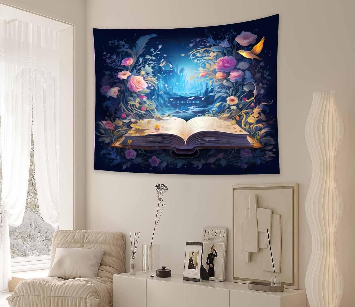 Amazon.com: Fantasy Tapestry, Magic Book Tapestry, Reading Tapestry ...