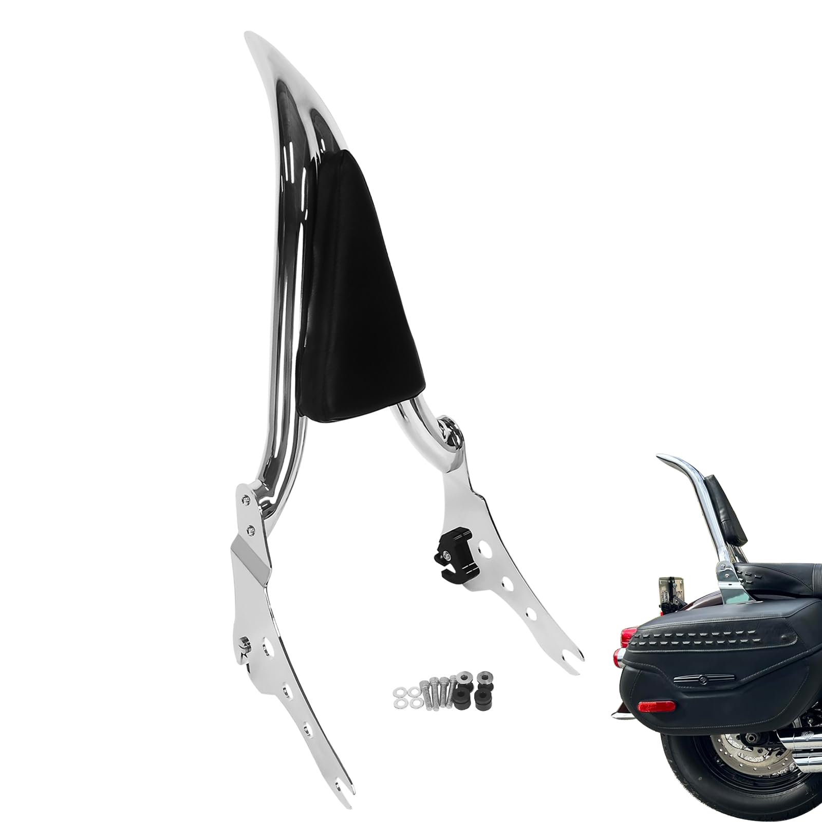 Amazon.com: Chrome Standard Sissy Bar Passenger Backrest With Docking ...