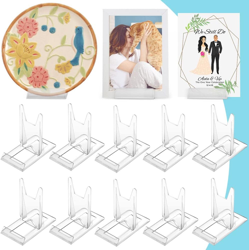 Tincogo Two Part Adjustable Clear Acrylic Plastic Display Stand Easel ...