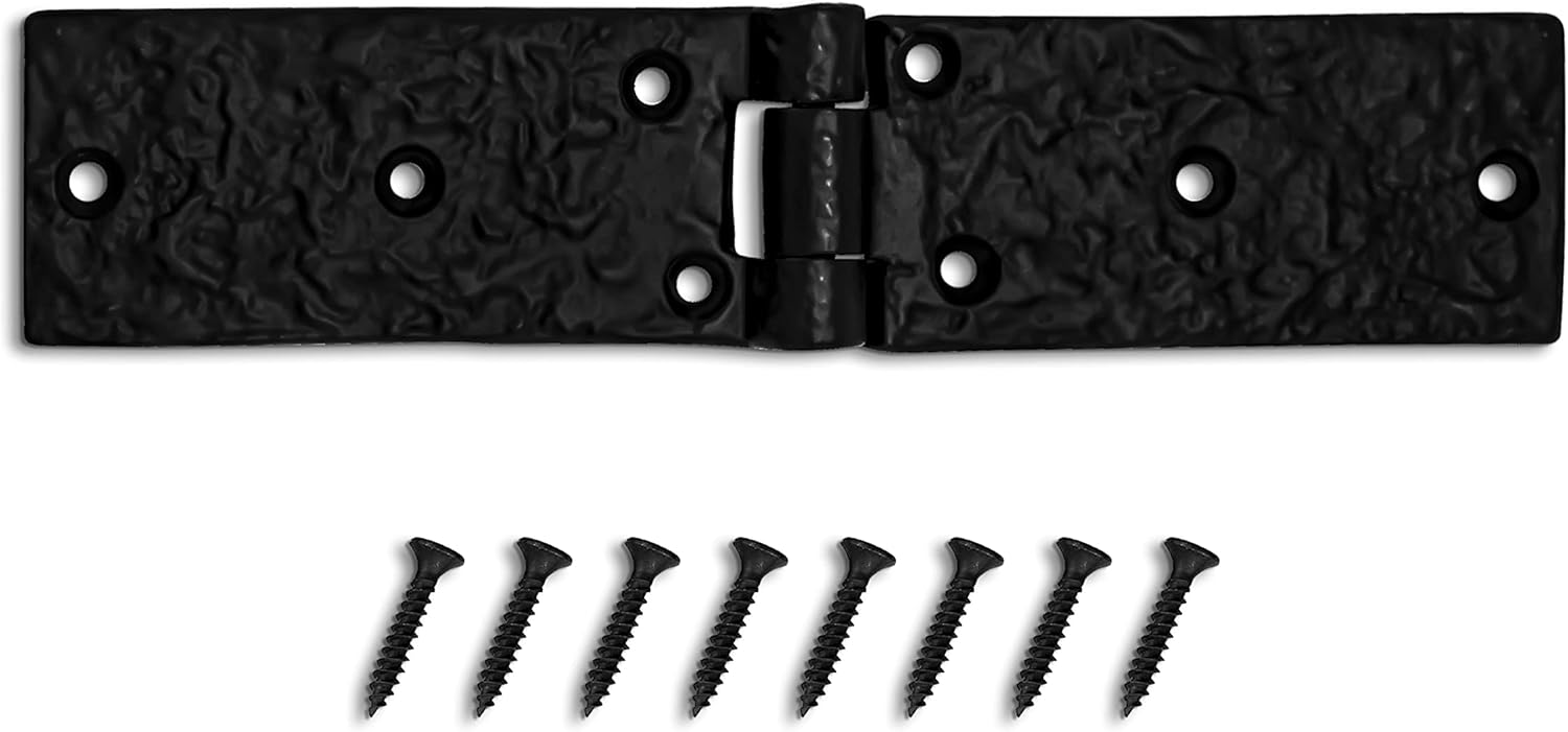 Gate Strap Hinges - 6” Matte Black Cast Iron Door Hinge Strap for Barn ...