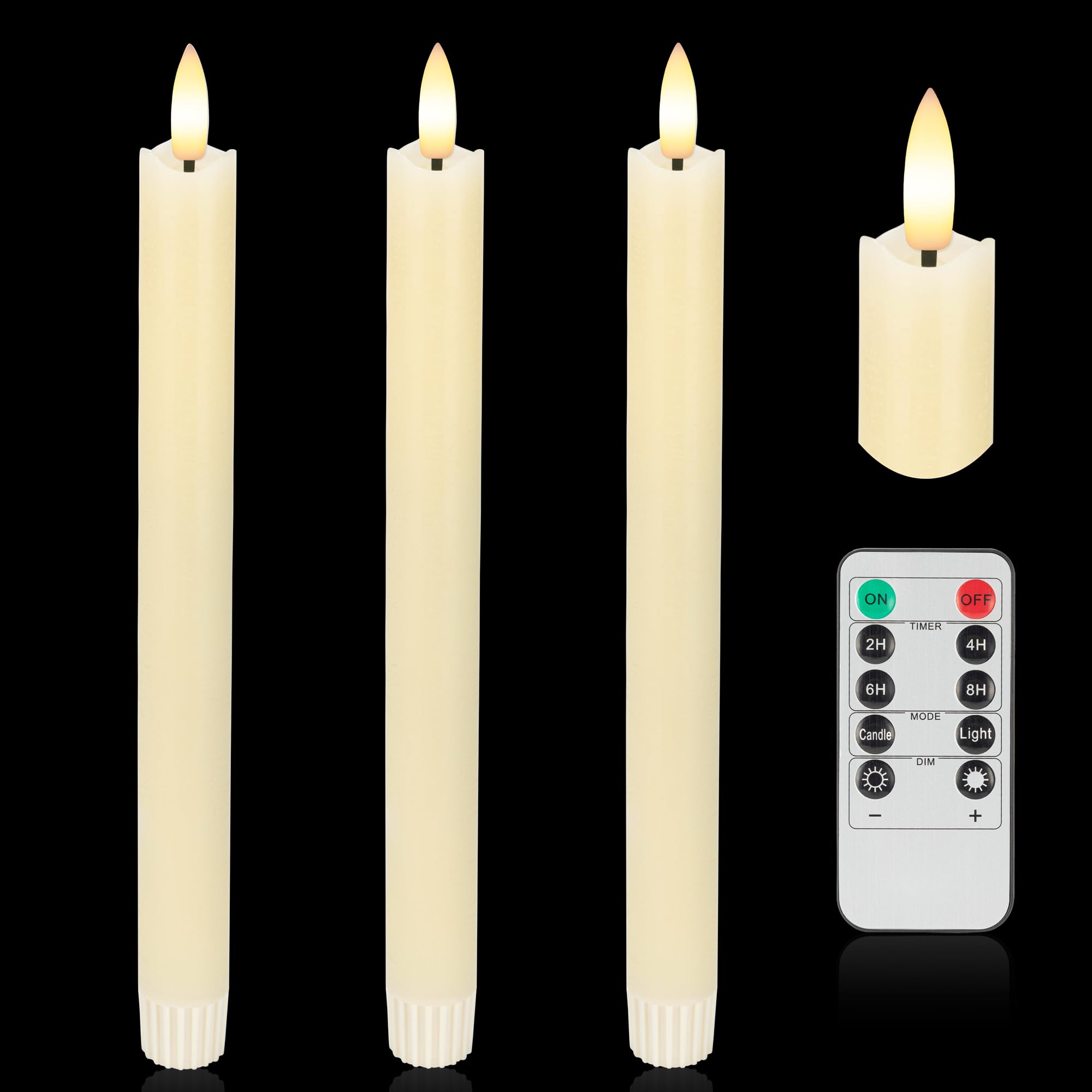 AFINETH Flameless Taper Candles with Rmote, 9.6
