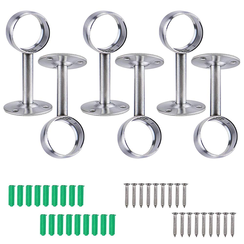 GOODGDN 6Pcs 25mm Ceiling Mount Curtain Hanging Rod Bracket, Wardrobe ...