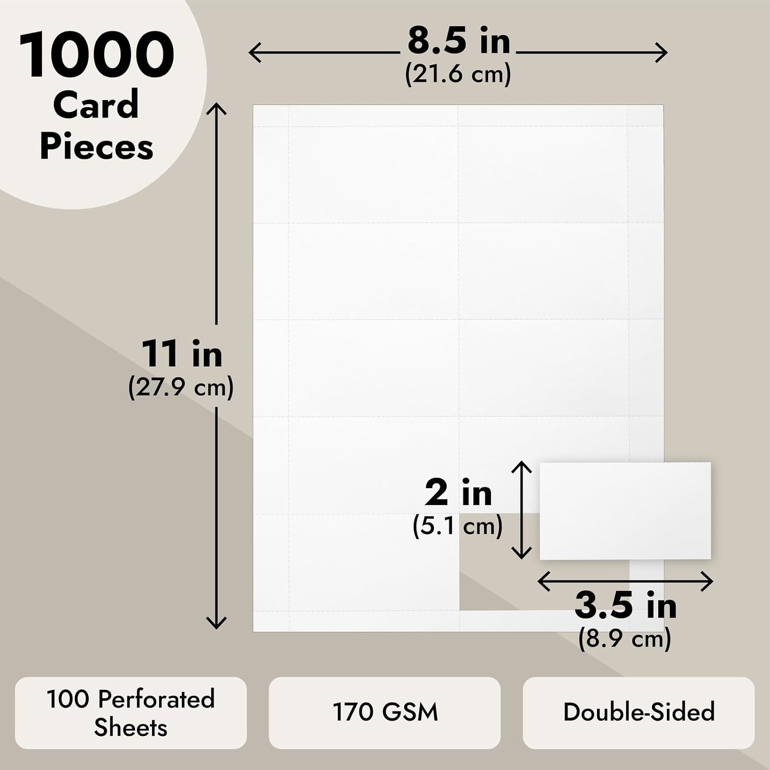 Printable Business Cards - 1000 Piece Pack, 3.5 x 2, Perforated Card ...