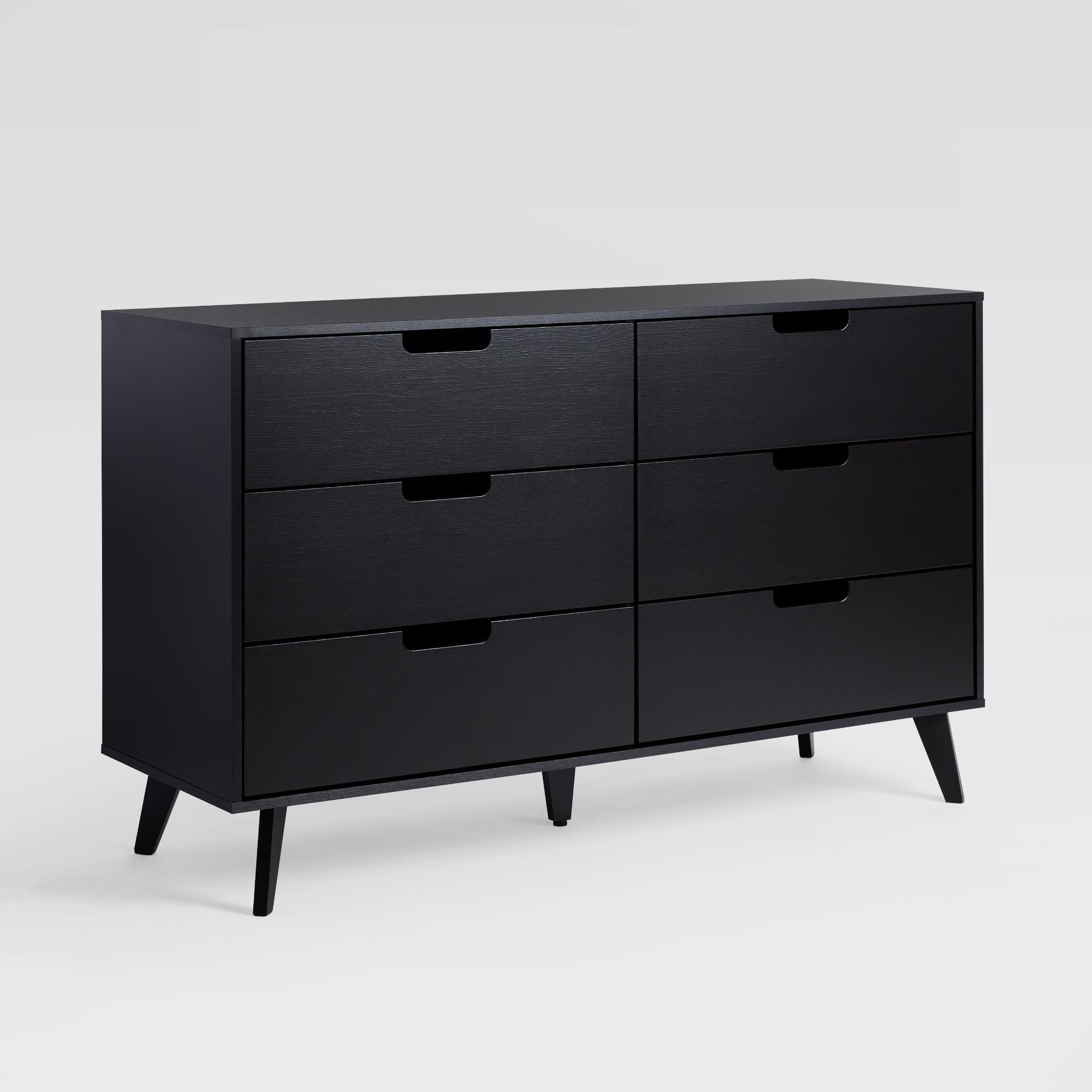 Walker Edison Modern 6 Drawer Dresser with Cut-Out Handles and Tapered ...