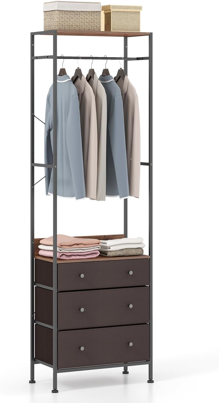 Amazon.com: LOKO Clothes Rack with 3 Fabric Drawers, Freestanding ...