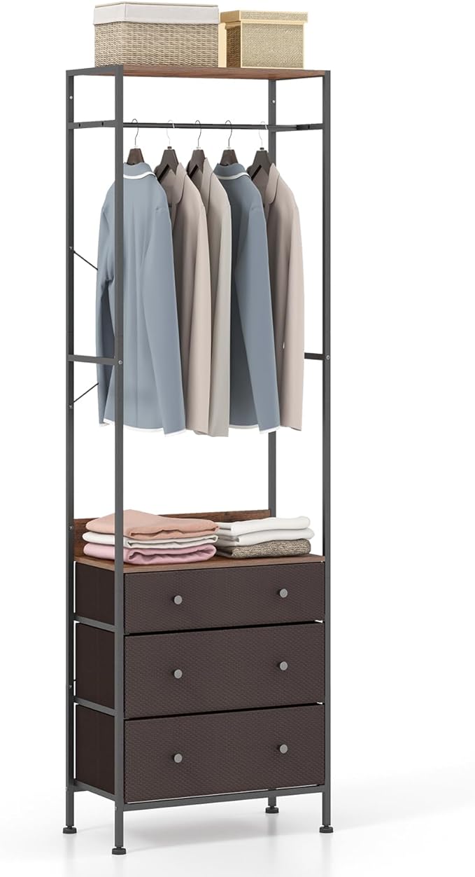 Amazon.com: LOKO Clothes Rack with 3 Fabric Drawers, Freestanding ...
