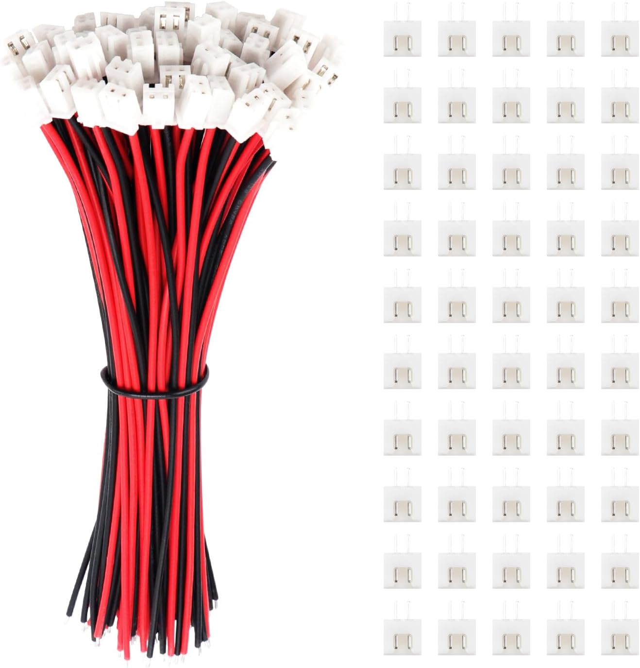 Lyeteung 50 Sets 2.54mm JST-XH Connector, Mini Micro JST XH 2 Pin Connector Plug Male with 150mm ...