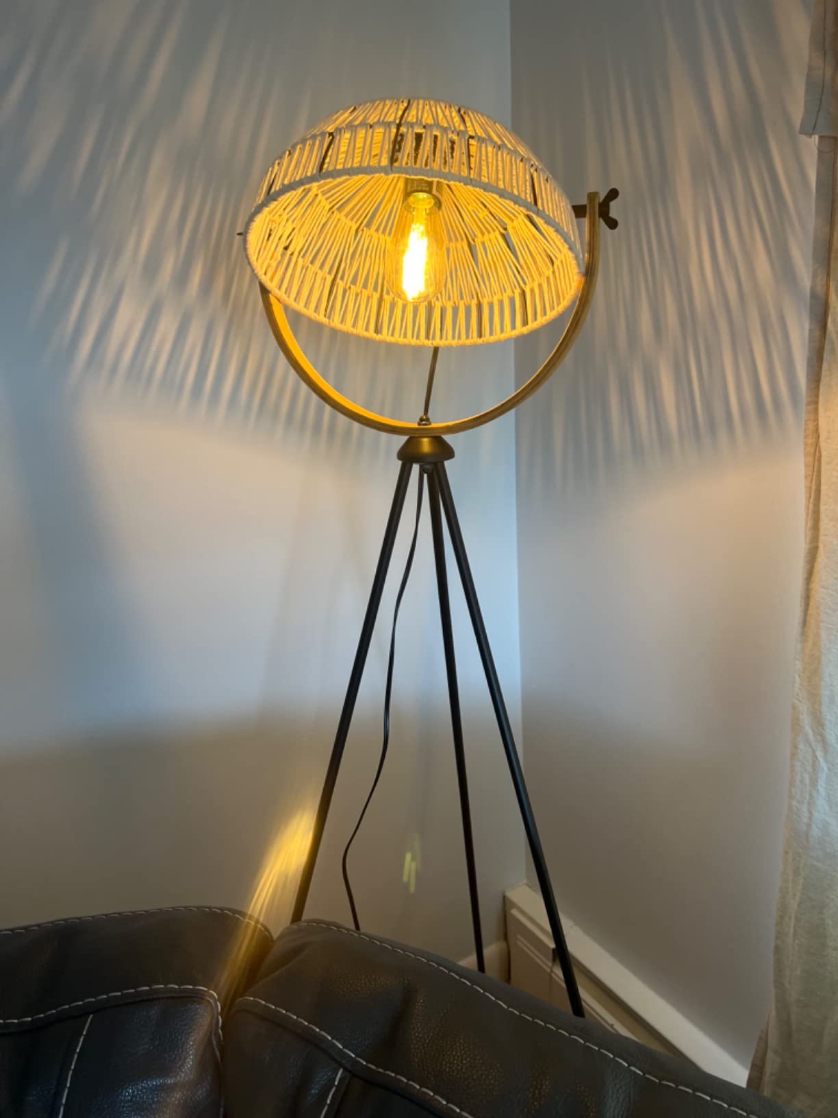 $12/mo - Finance Osasy Chic Tripod Floor Lamp,Handcraft Rattan ...