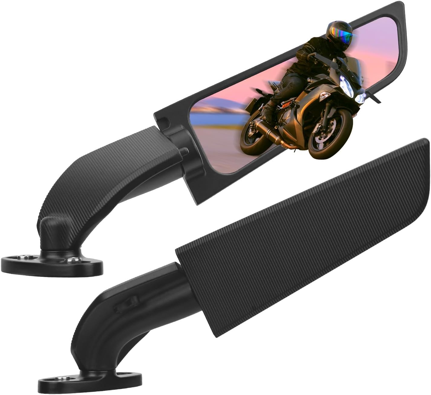 Amazon.com: Racing Motorcycle Mirror, Double Rotating Wing Rearview ...