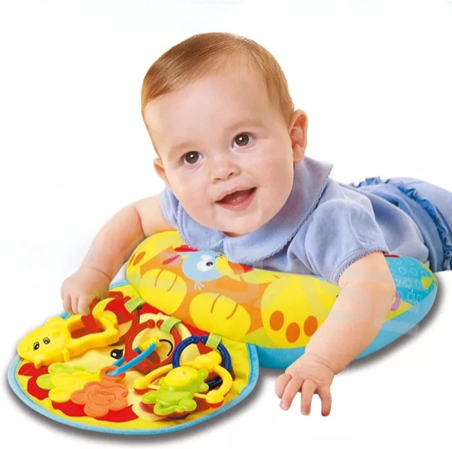 Amazon.com: Taf Toys Ergonomic Tummy Time Cushion with Teether and ...
