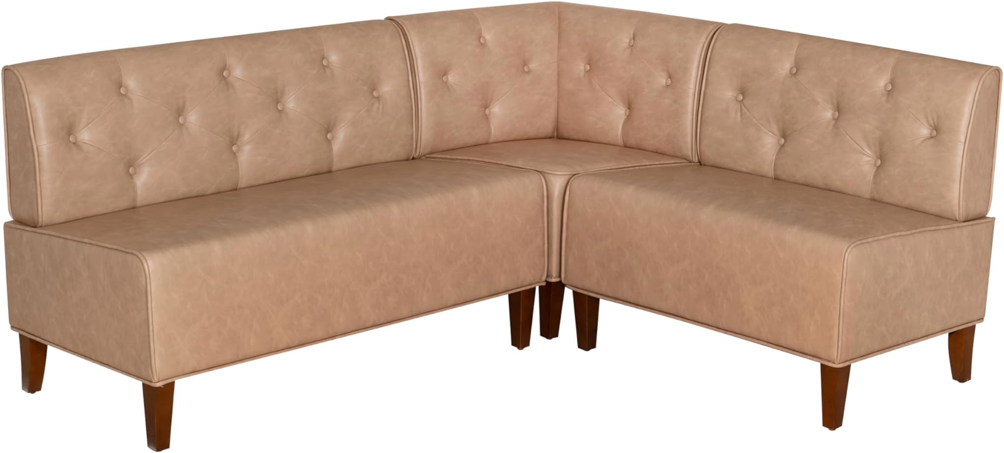 Amazon.com - Powell Parnell Tan Faux Leather Corner Dining Nook with ...