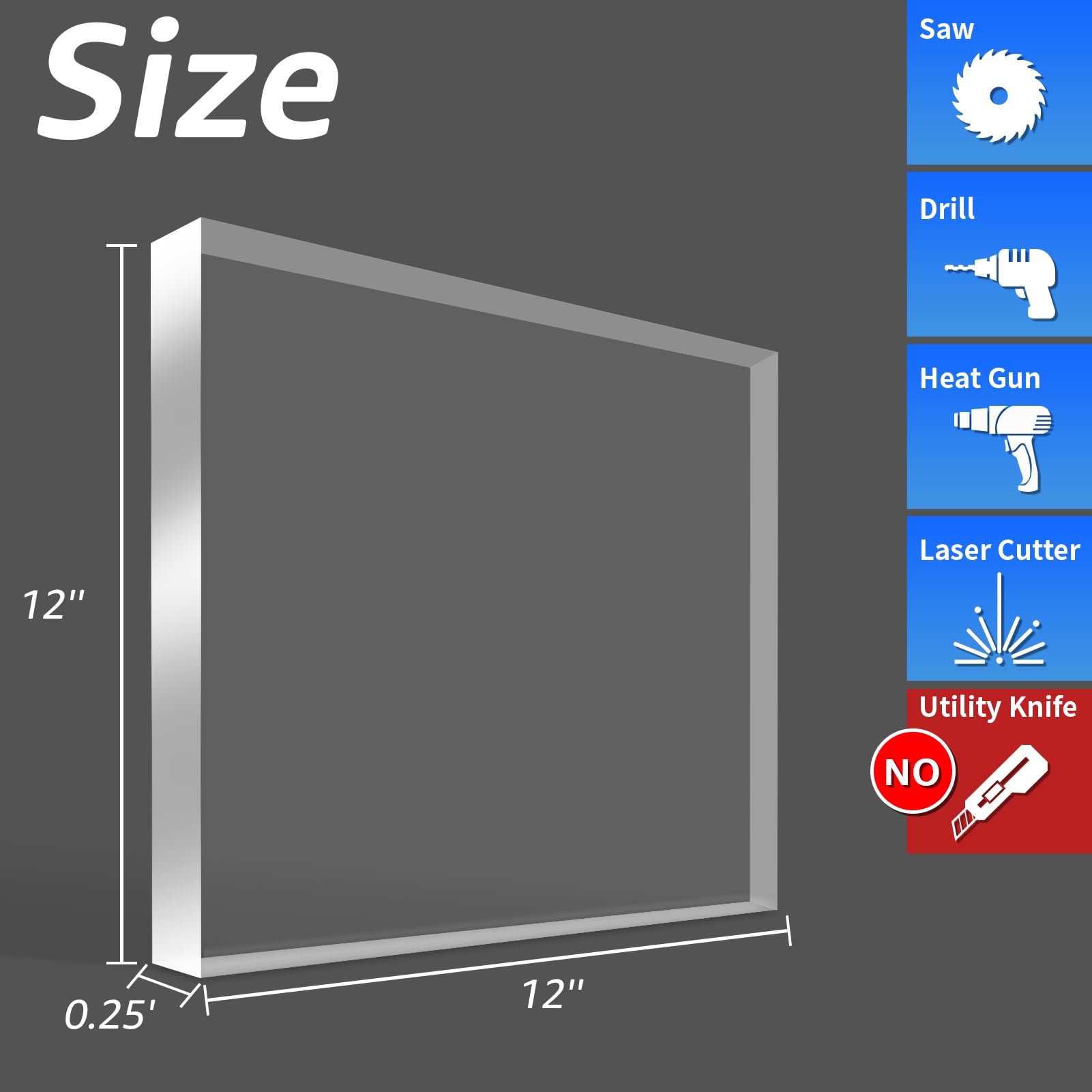 Snapklik.com : 2-Pack Of 12 X 12" PET/Plexiglass Sheets, 1/4" Thick ...
