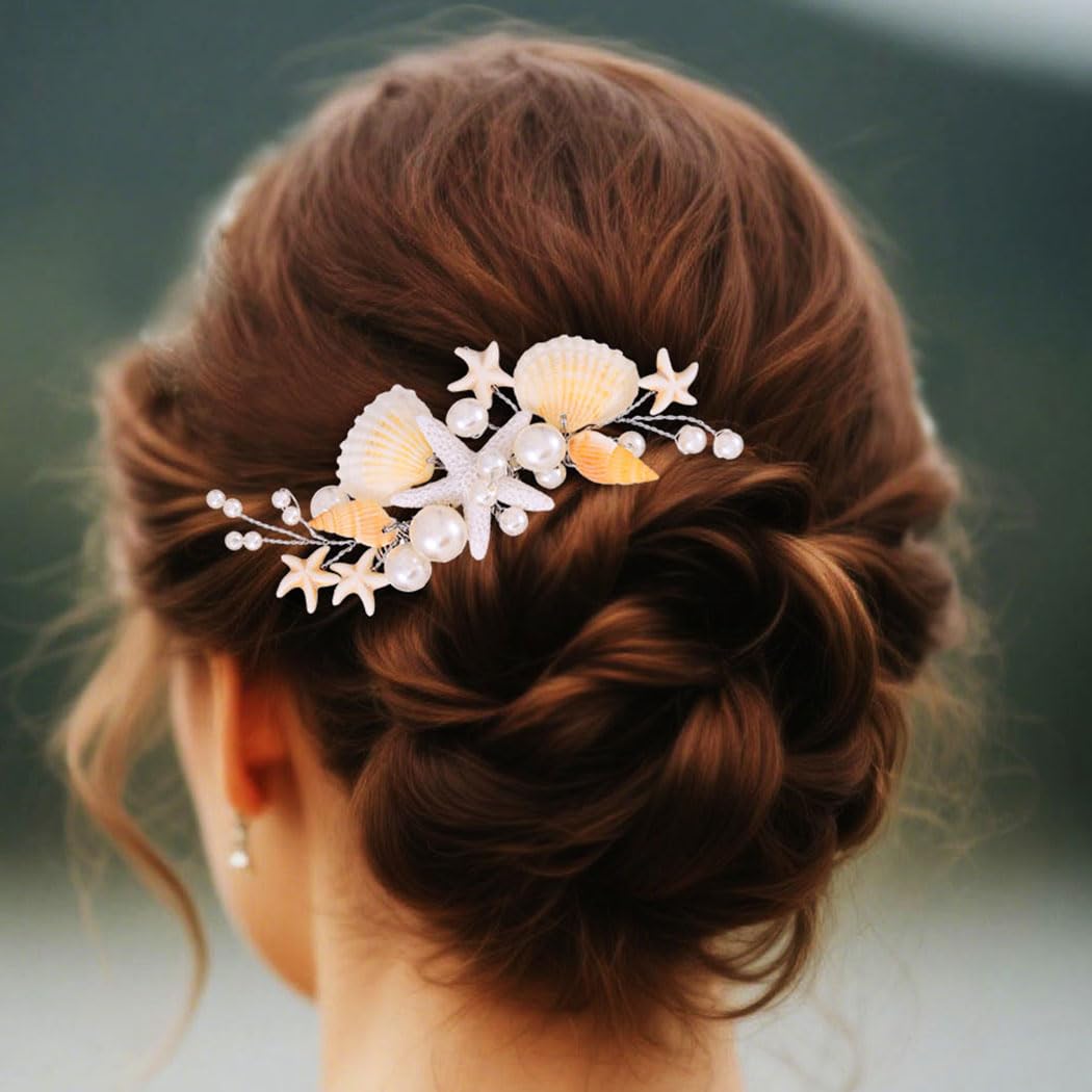 Amazon.com : GORAIS Starfish Bride Wedding Hair Comb Shell Beach Bridal ...